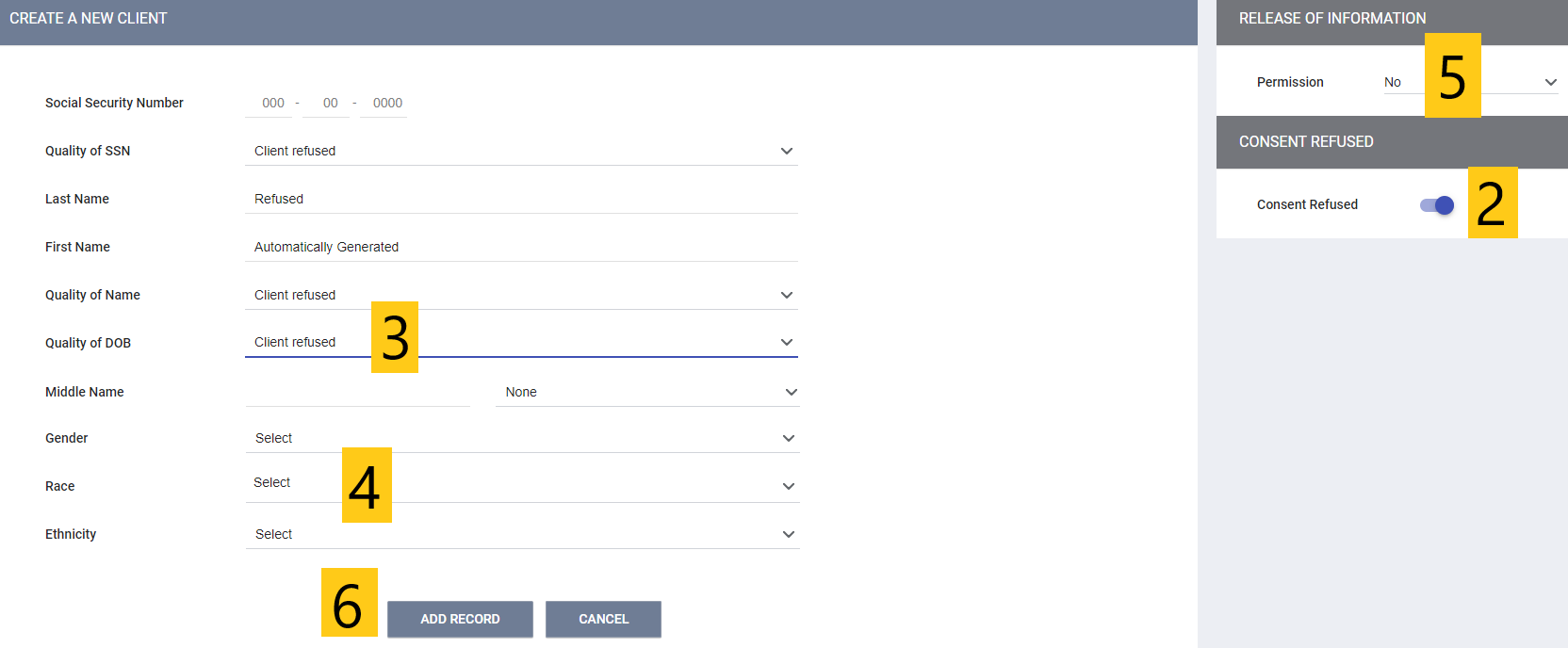 Creating Client Records without Client-Identifying Information - OC HMIS