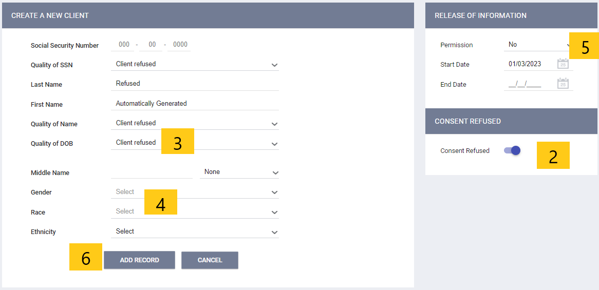 Creating Client Records without Client-Identifying Information - OC HMIS