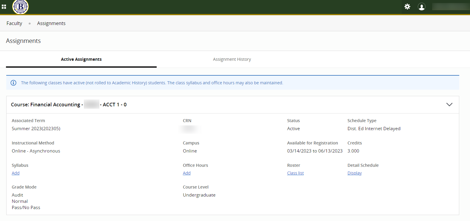 Faculty Dashboard - BCC Helpdesk