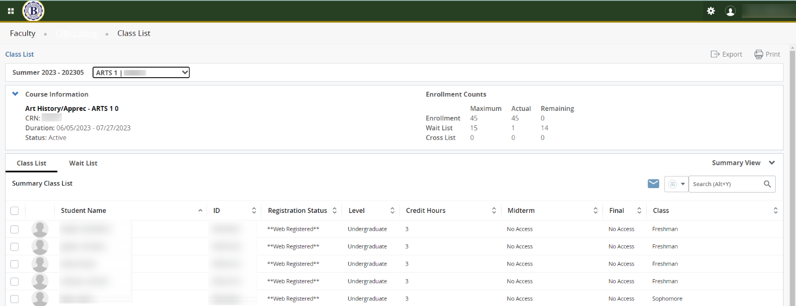 Faculty Dashboard - BCC Helpdesk