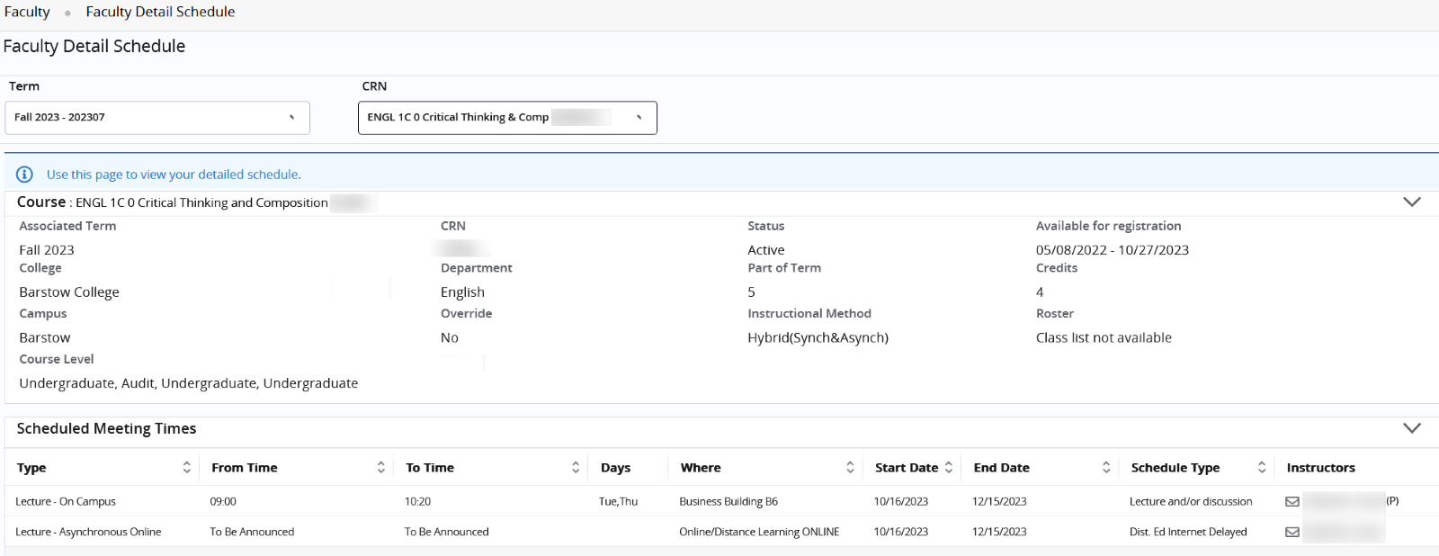 Faculty Dashboard - BCC Helpdesk