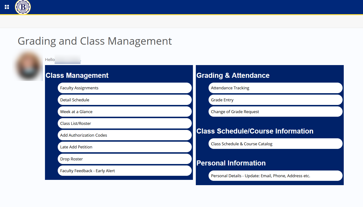 Faculty Dashboard - BCC Helpdesk
