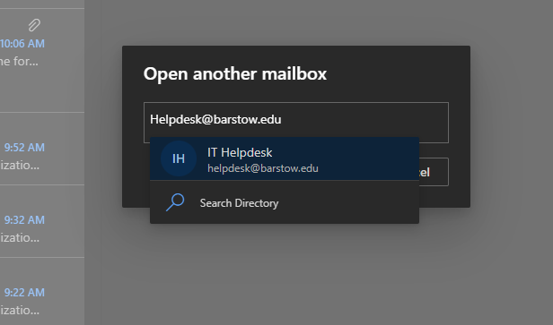 How to Add A Shared Email . - BCC Helpdesk