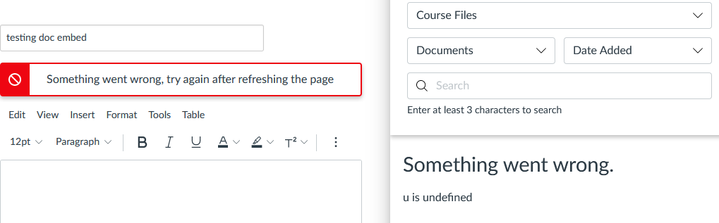 01 13 2021 Error When Trying To Add A File Or Course Link To Canvas 