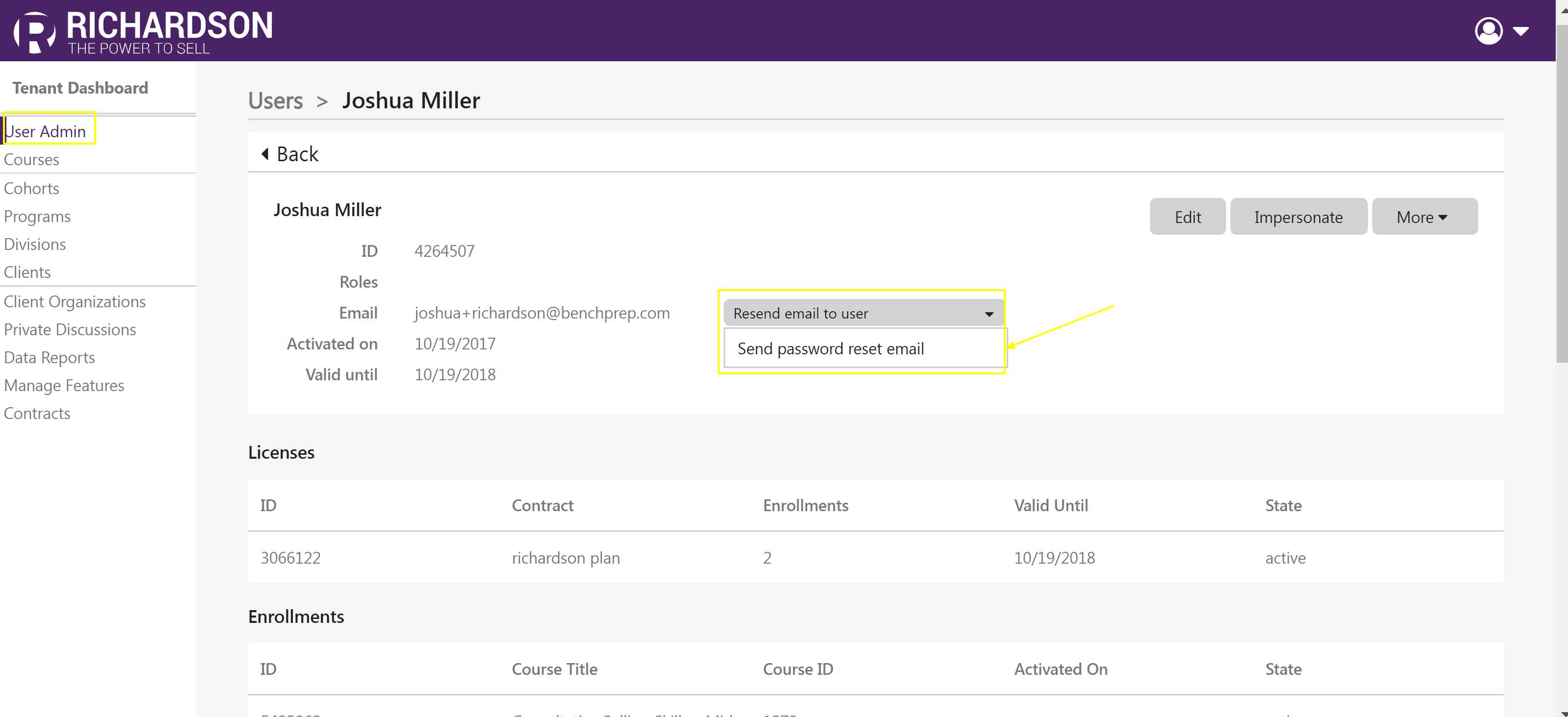 How do I reset a user's password? - Richardson Training