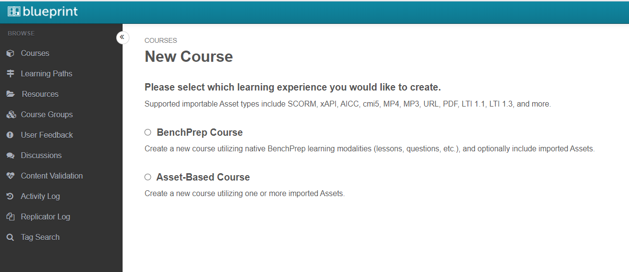 1. Creating New Courses - Content Guide