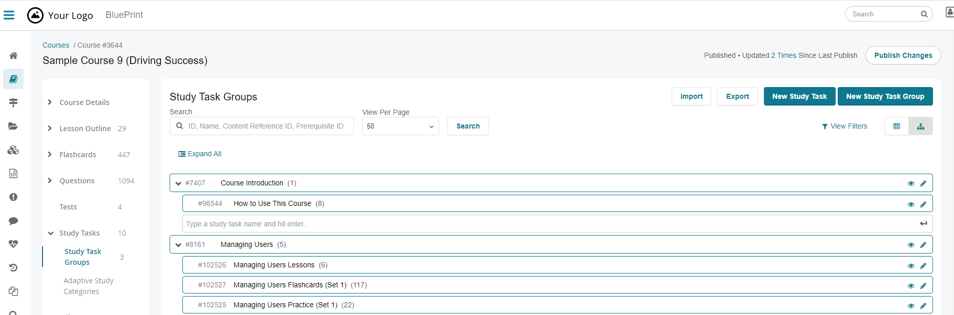 Creating and Editing a Structured Study Plan - Content Guide