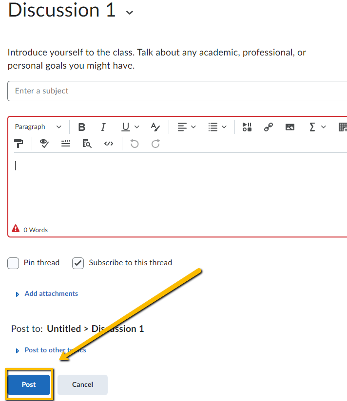 How to Post to a Discussion - CSP IT Ticketing