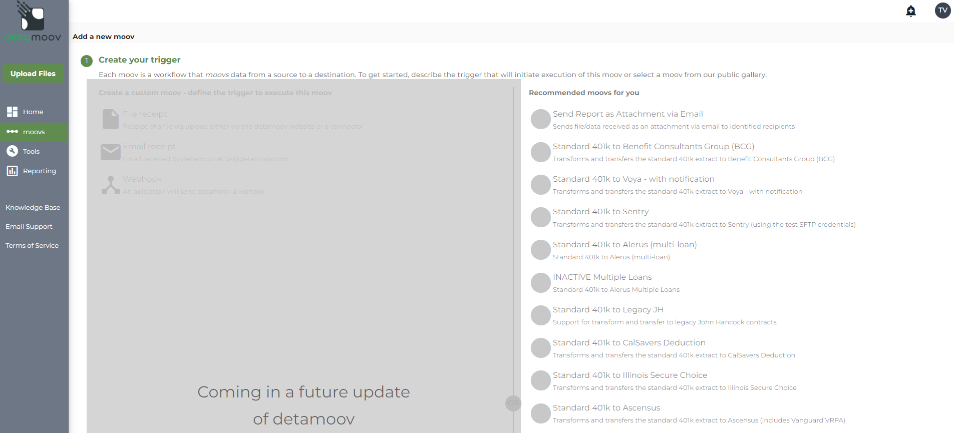 Add a moov definition to your account - detamoov