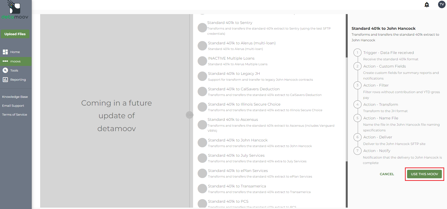 Add a moov definition to your account - detamoov