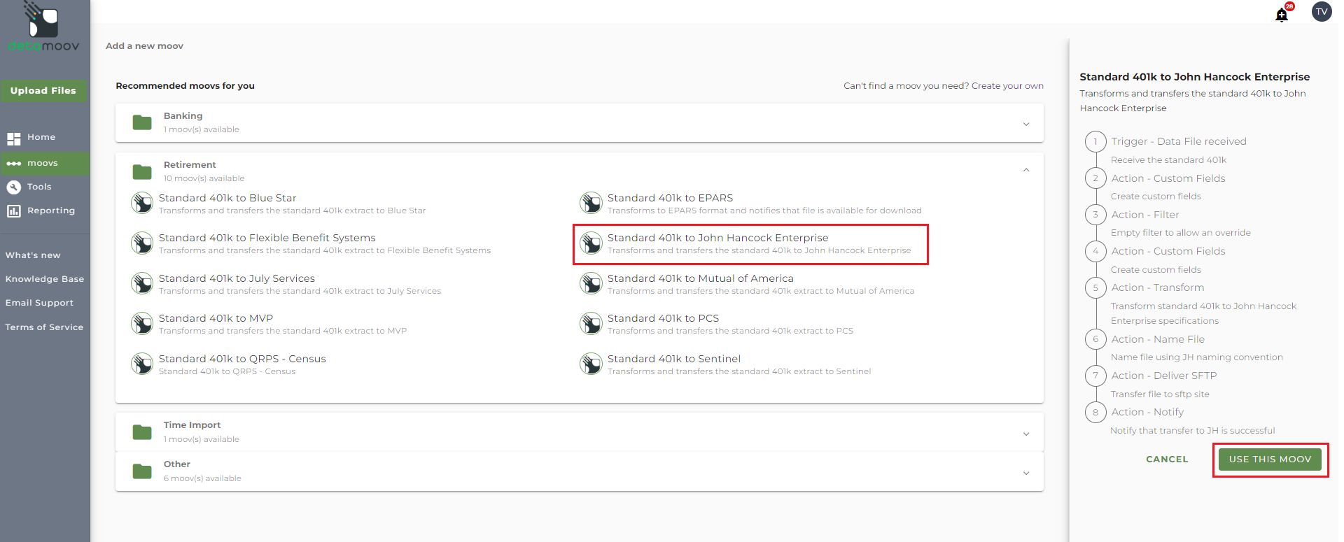 Add a moov definition to your account - detamoov