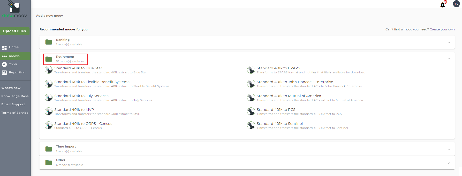 Add a moov definition to your account - detamoov