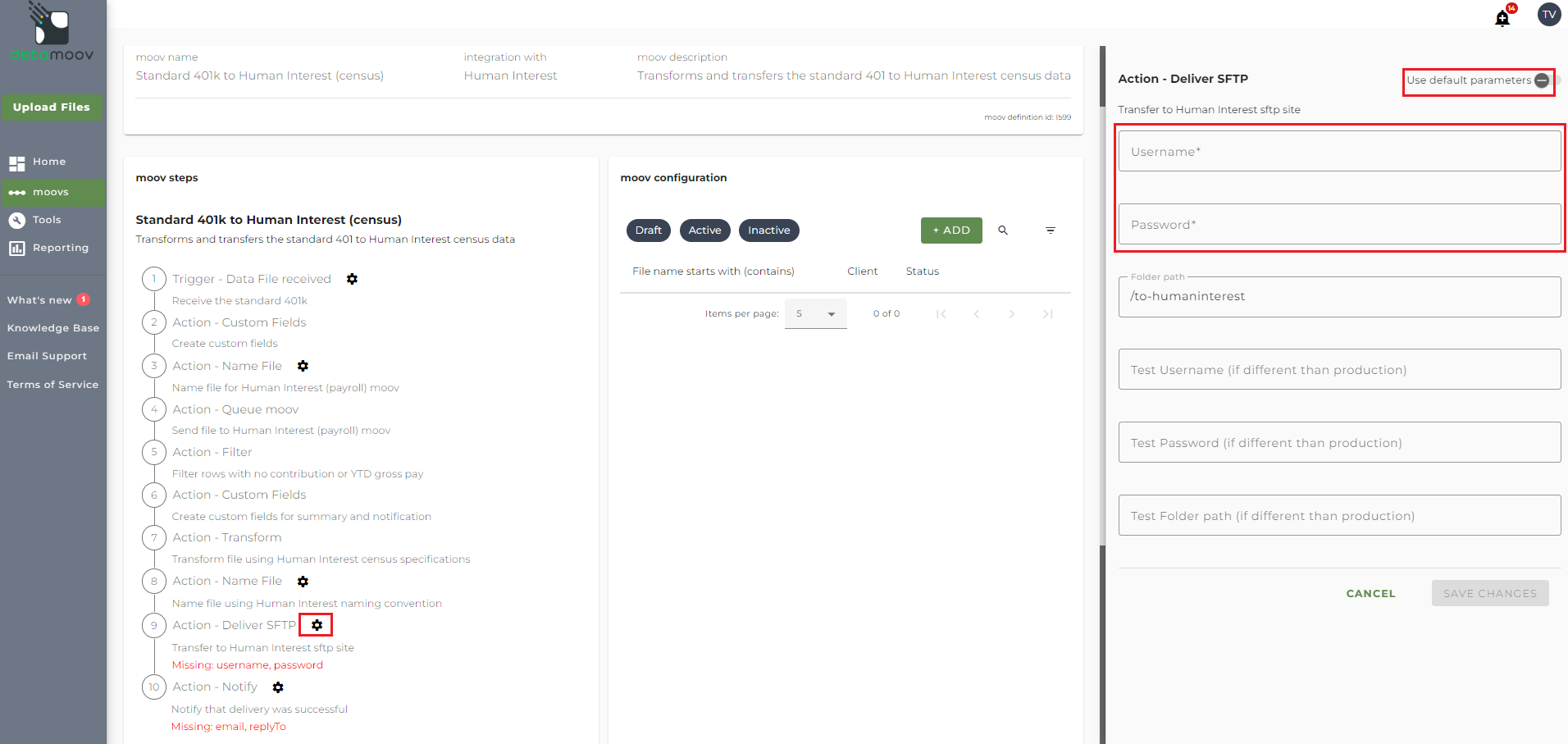 How to configure a Human Interest Census moov - detamoov
