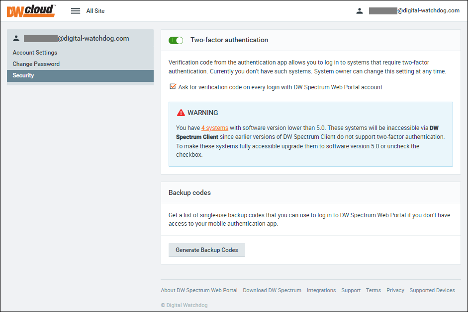 Enabling Two Factor Authentication (2FA) for DW Spectrum IPVMS - Digital Watchdog® - powered by ...