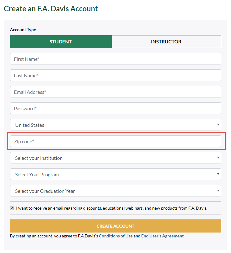 Student: Logging In / Creating an Account - FA Davis Customer Support ...