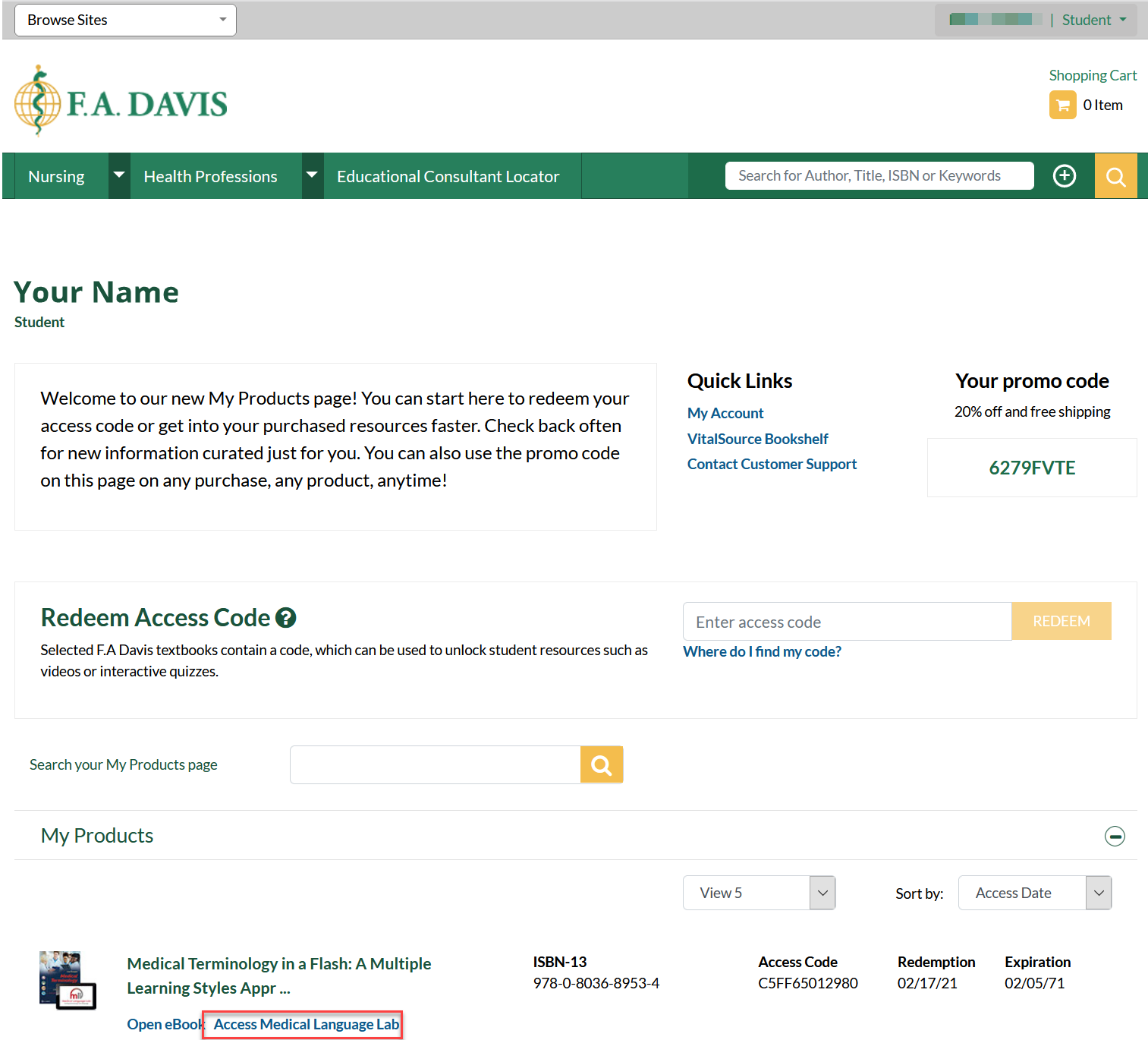 Student: Access Medical Language Lab - FA Davis Customer Support Center