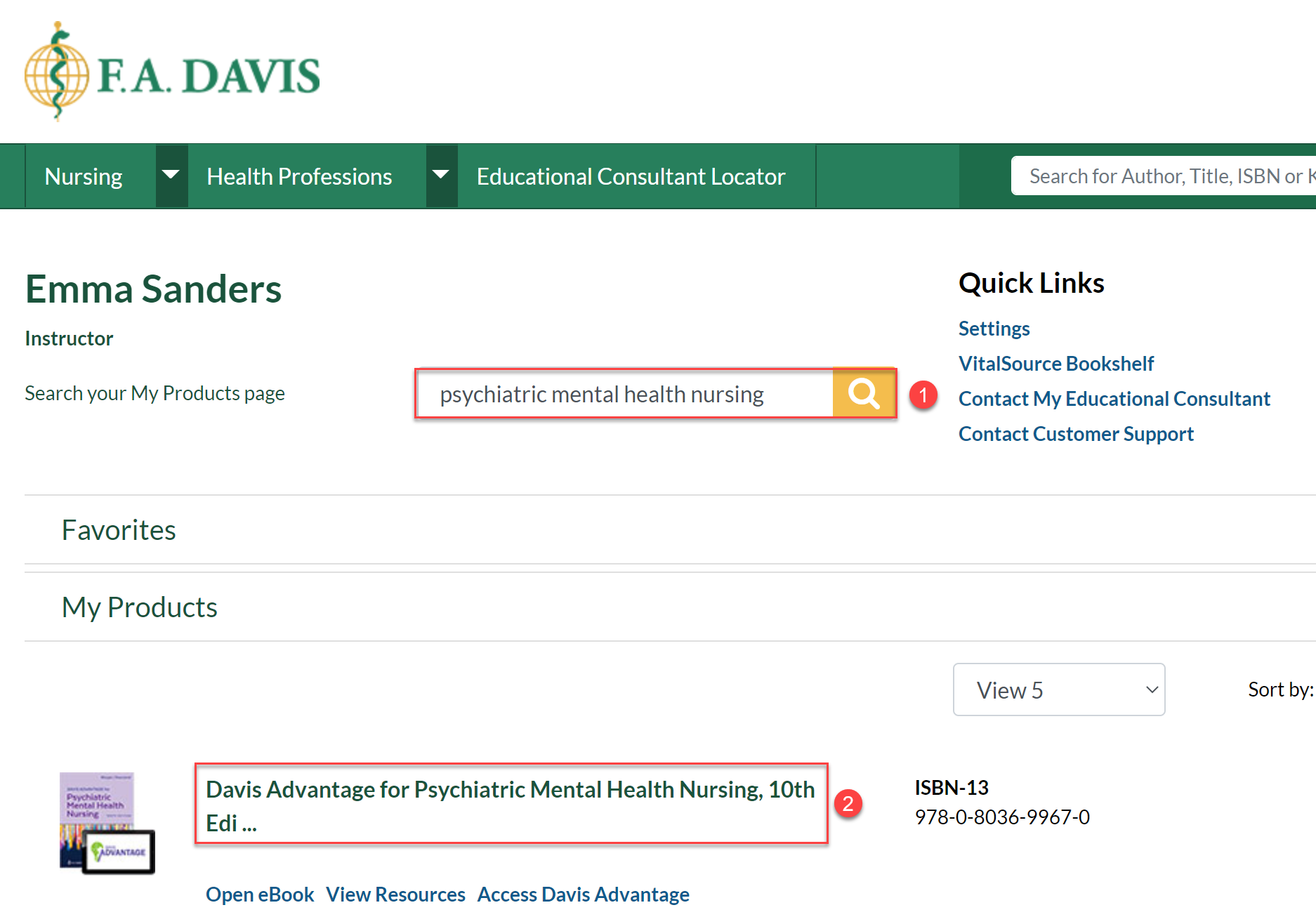 Instructor Add A Title To Favorites FA Davis Customer Support Center