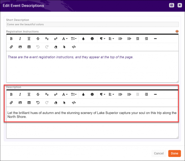 Event Details (the Overview tab) - GrowthZone