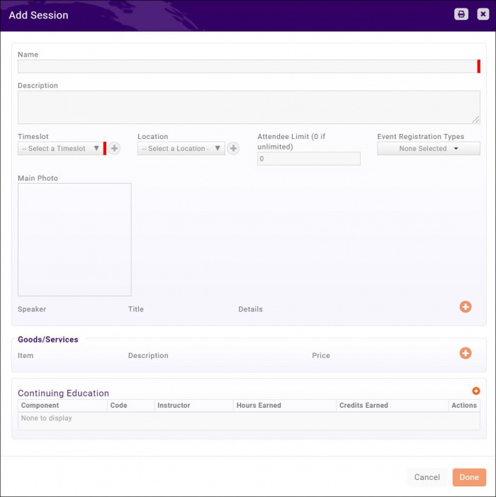 Create Sessions - GrowthZone