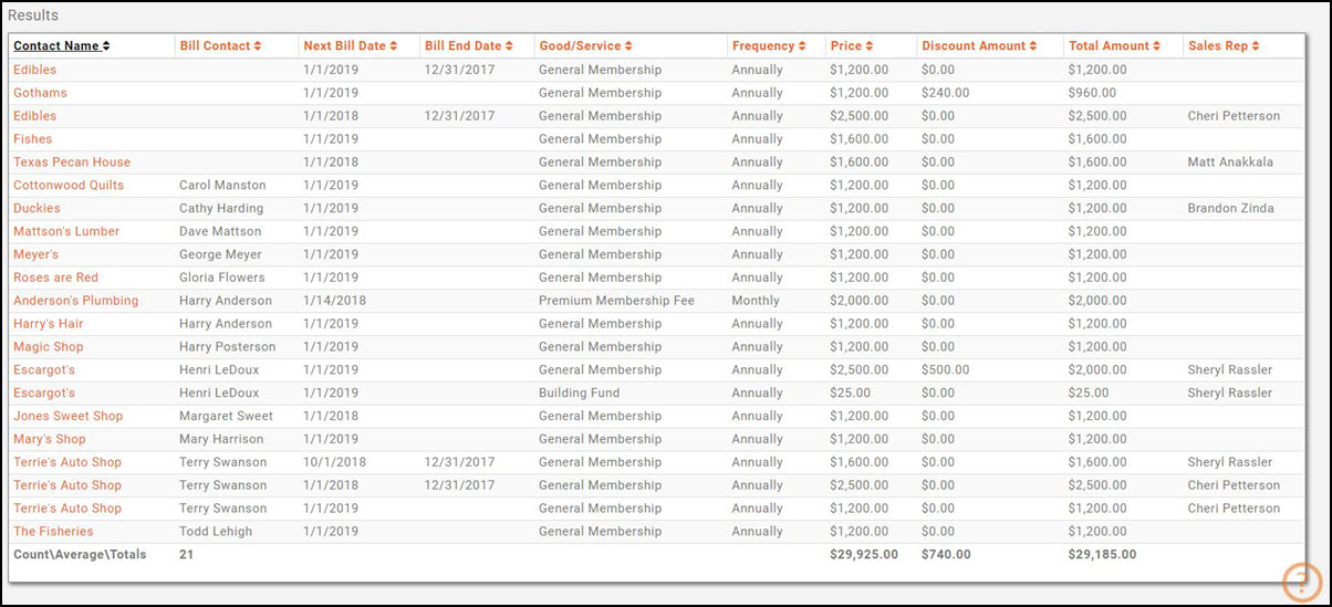 Recurring Billing Report - GrowthZone