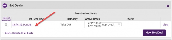 Change the Publish Dates of a Hot Deal - ChamberMaster