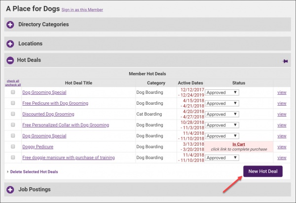 Manage Hot Deals/Member-to-Member Deals - ChamberMaster