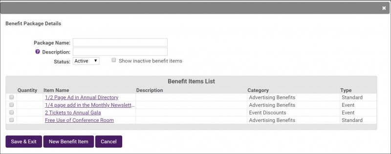 Set Up Benefit Packages - ChamberMaster