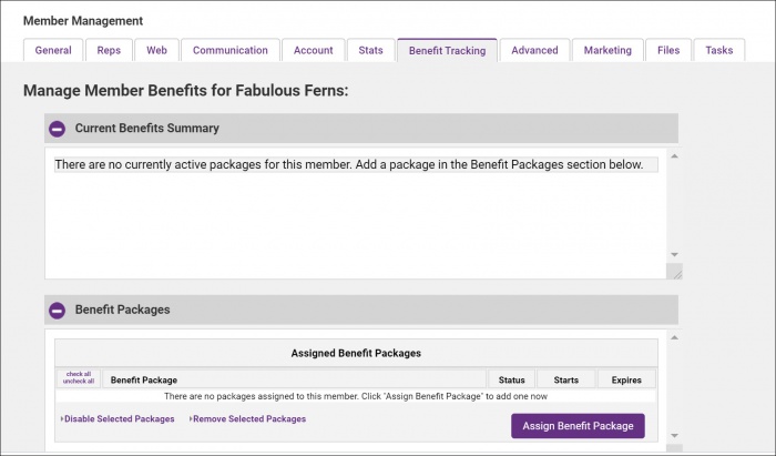 Assign Benefit Packages to Members - ChamberMaster