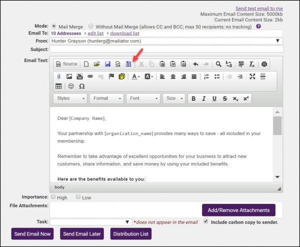 Send Members Reminder Email About Benefits - ChamberMaster