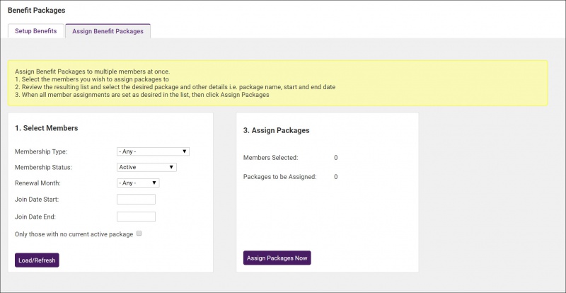 Assign Benefit Packages to Members - ChamberMaster