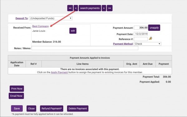 Process Payments (link) - ChamberMaster