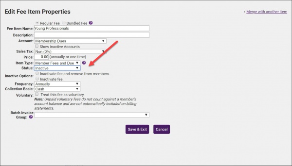Fee Items - ChamberMaster
