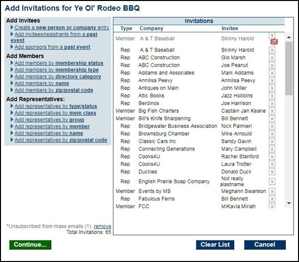 Send Event Invitations - ChamberMaster