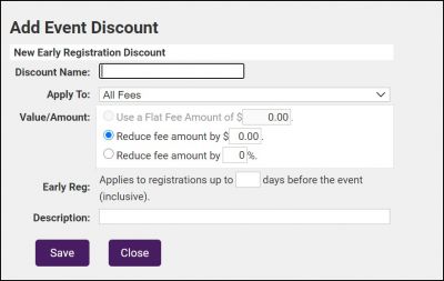 Create Event Discount Options - ChamberMaster