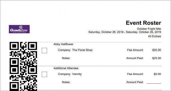 Create Event Roster with QR Code - ChamberMaster