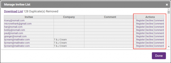Manage Invitee List - ChamberMaster
