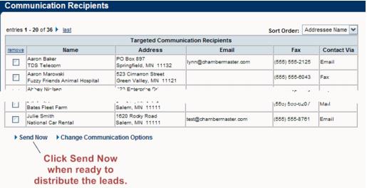 Manage Info Request Leads - ChamberMaster