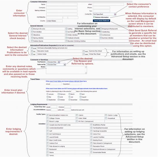 Information Request Setup - ChamberMaster