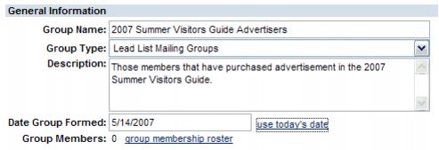 Information Request Setup - ChamberMaster