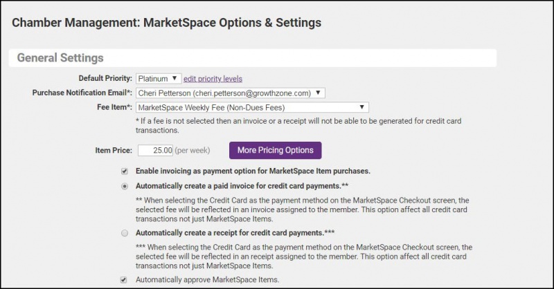MarketSpace Initial Set Up - ChamberMaster