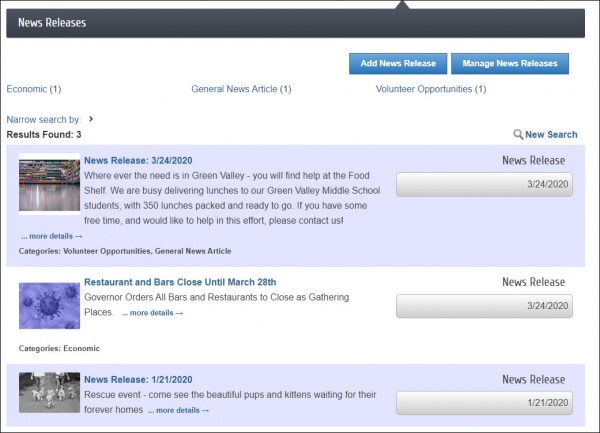 News Releases Overview - ChamberMaster