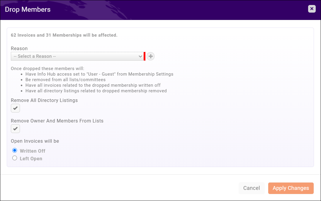 Mass Drop Members with Overdue Membership Invoices - GrowthZone