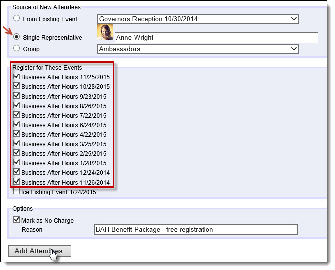 Bulk Event Registration - ChamberMaster