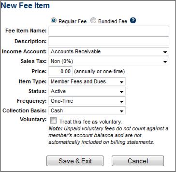 Create and Modify Fee Items - ChamberMaster