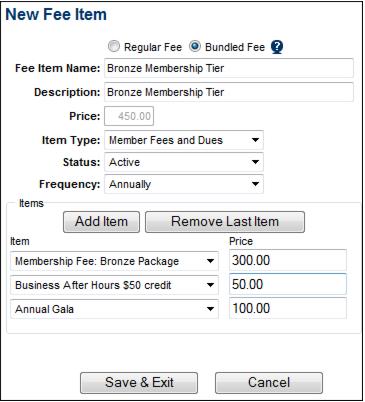 Create and Modify Fee Items - ChamberMaster