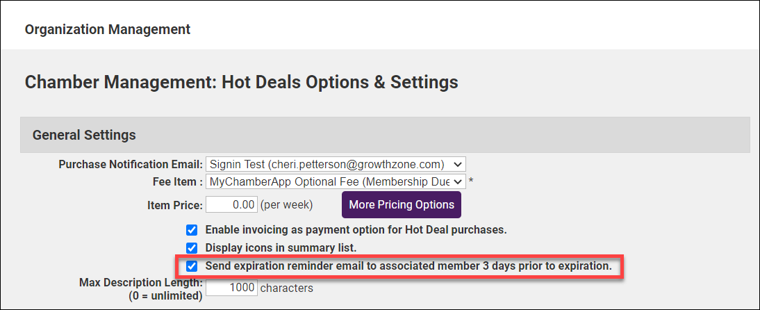 Hot Deal Expiration Reminder Email - ChamberMaster