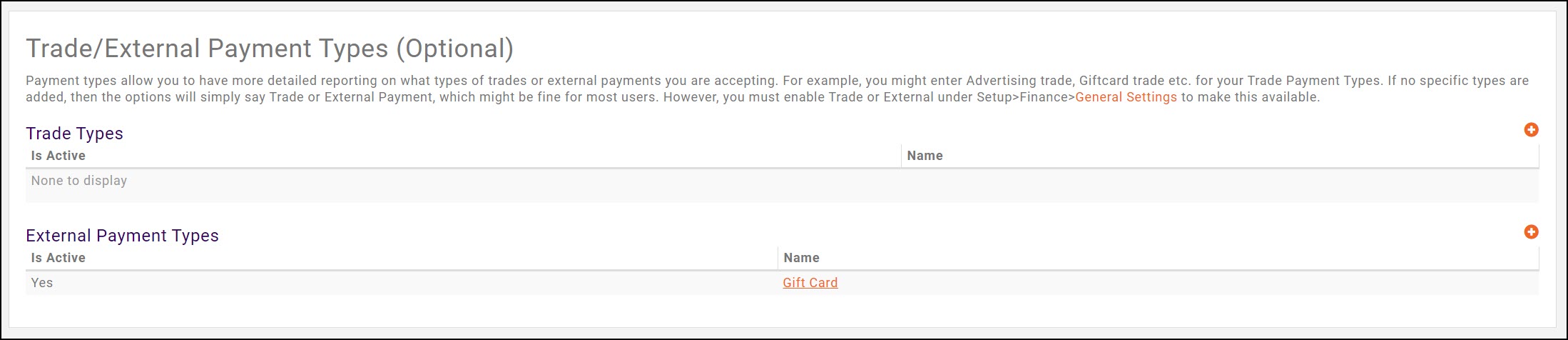 Setup Trade & External Payment Types - GrowthZone