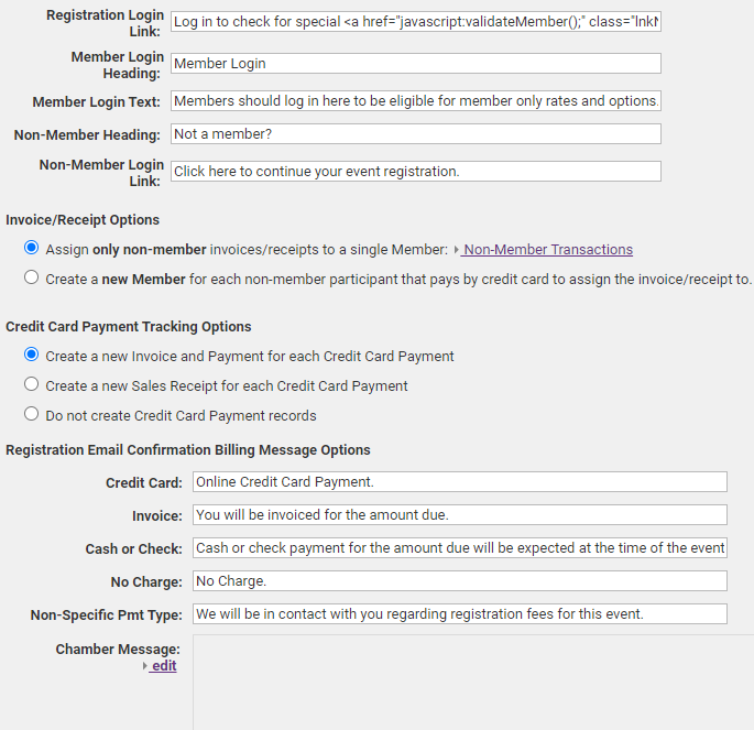 Event Options and Settings - ChamberMaster