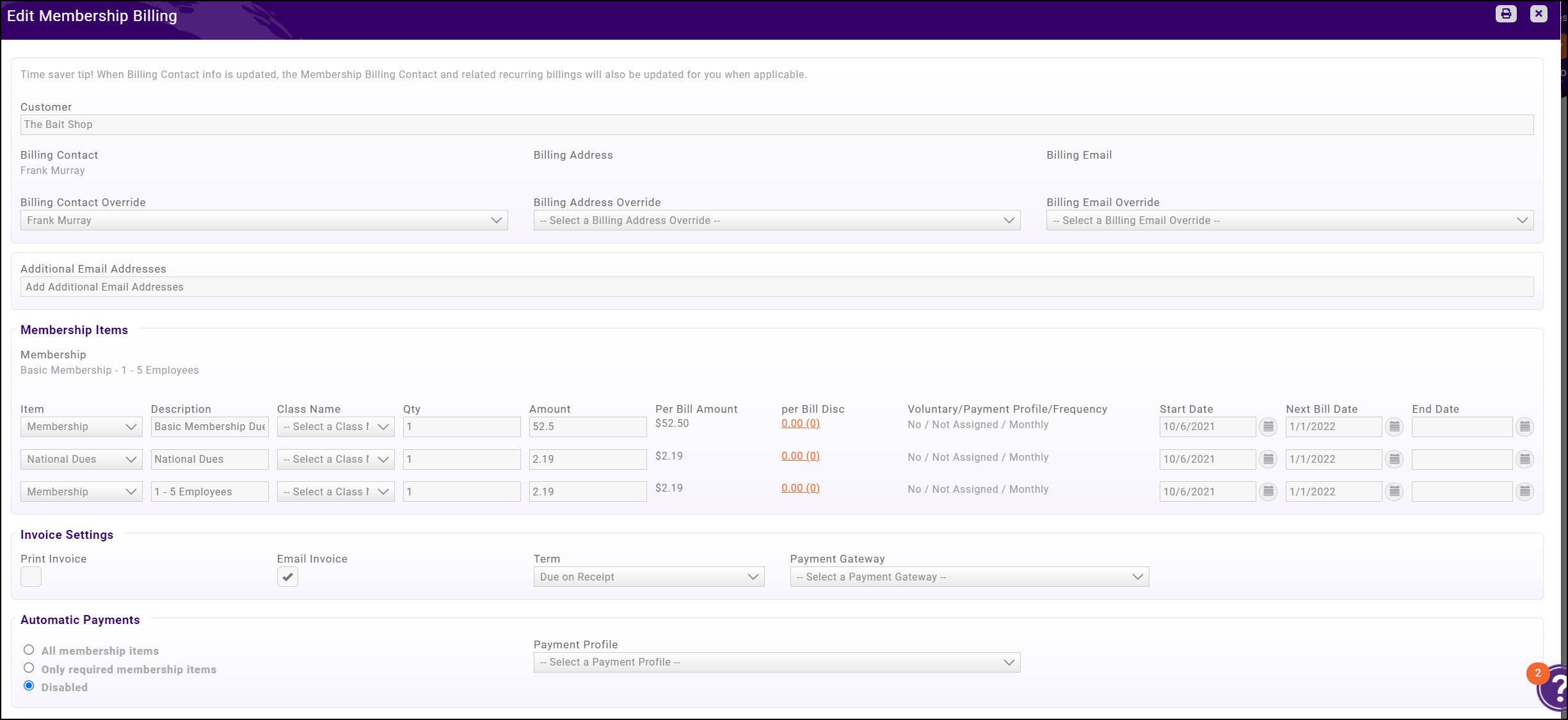 View Member Recurring Fee Schedule - GrowthZone