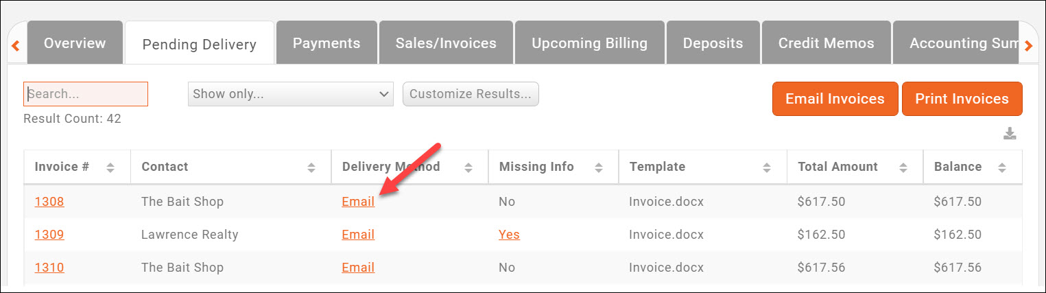 Clear Invoice from Pending Delivery Tab - GrowthZone